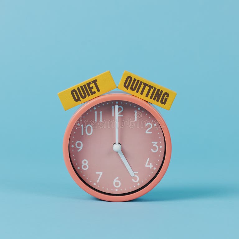 Text Quiet Quitting and Clock Striking Five Stock Photo - Image of ...