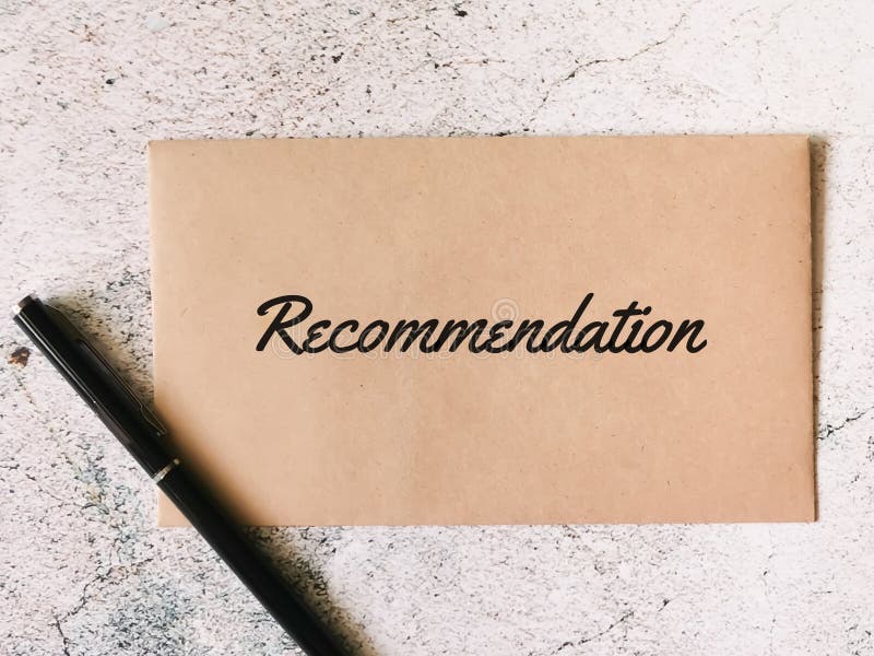 Text Recommendation Written on Brown Envelope. Stock Image - Image of ...