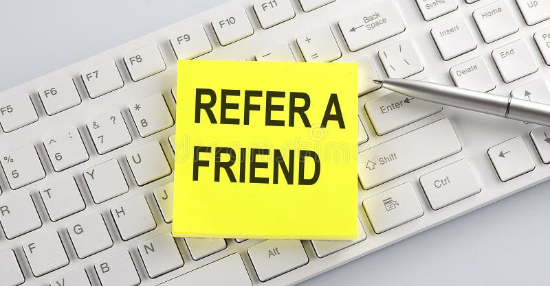 Text REFER a FRIEND on the Keyboard on the White Background Stock Photo ...