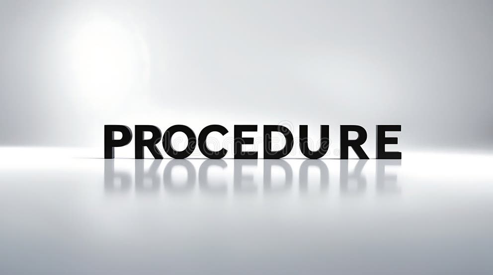 Text on a Reflective Surface Highlighting Procedure in a Professional ...