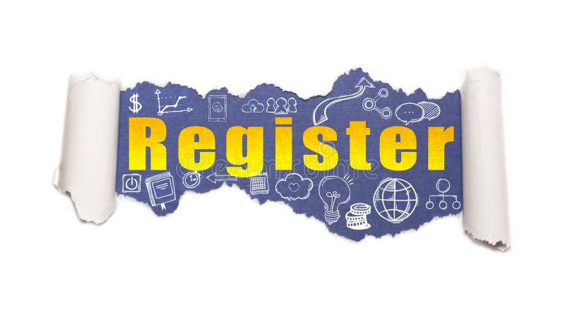 The Text Register Behind Torn White Paper Stock Image - Image of ...