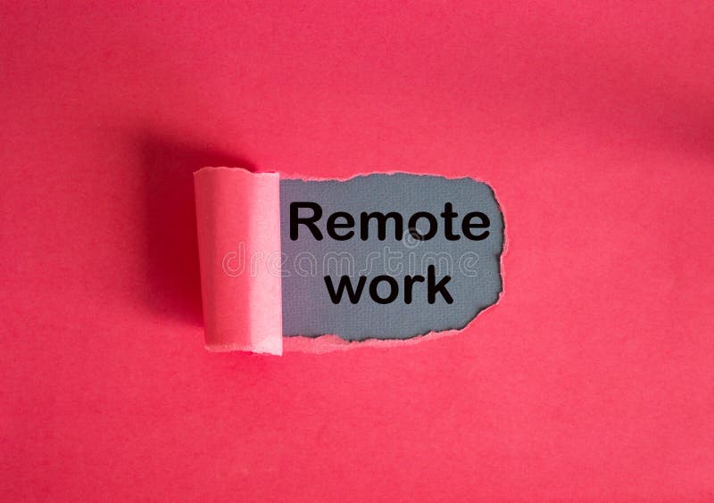 The Text Remote Work Appearing Behind Torn Pink Paper Stock Image ...