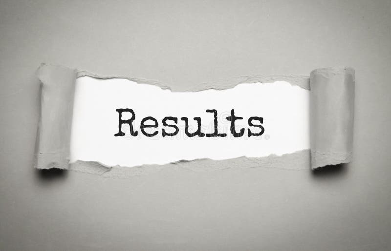 The Text Results Appearing Behind Torn Brown Paper Stock Photo - Image ...