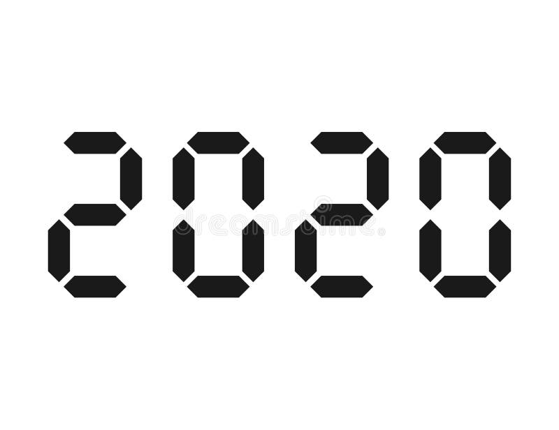 2020 Text in Retro Watch Style. Isolated Icon of Current Year. 2020 ...