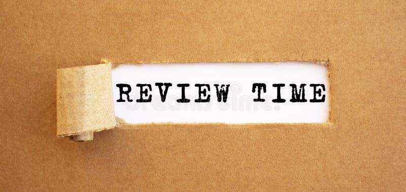 Text REVIEW TIME Appearing Behind Torn Brown Paper Stock Image - Image ...