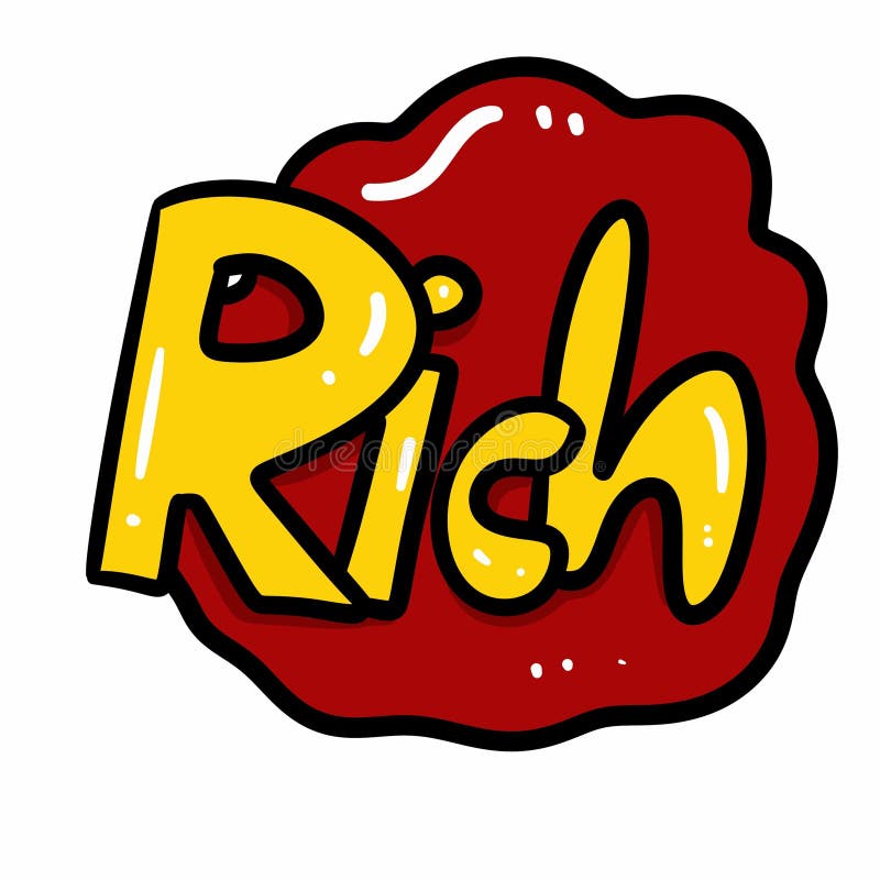 Text Rich Cartoon on White Background Stock Illustration - Illustration ...