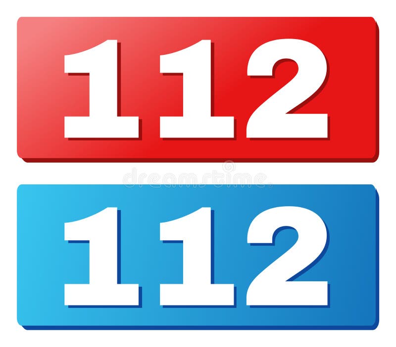 112 Caption on Blue and Red Rectangle Buttons Stock Vector ...