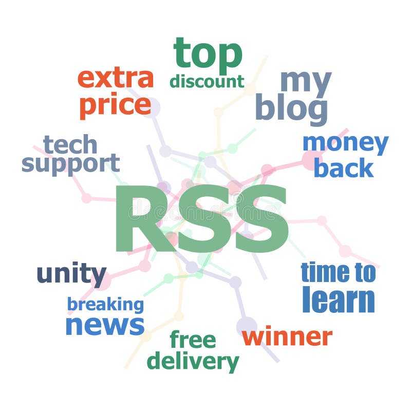 Text Rss. Web Design Concept . Word Cloud Collage Stock Photo - Image ...