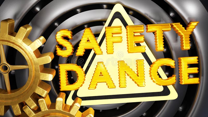 Text `SAFETY DANCE`, Warning Sign and Cog Wheels. Stock Illustration ...