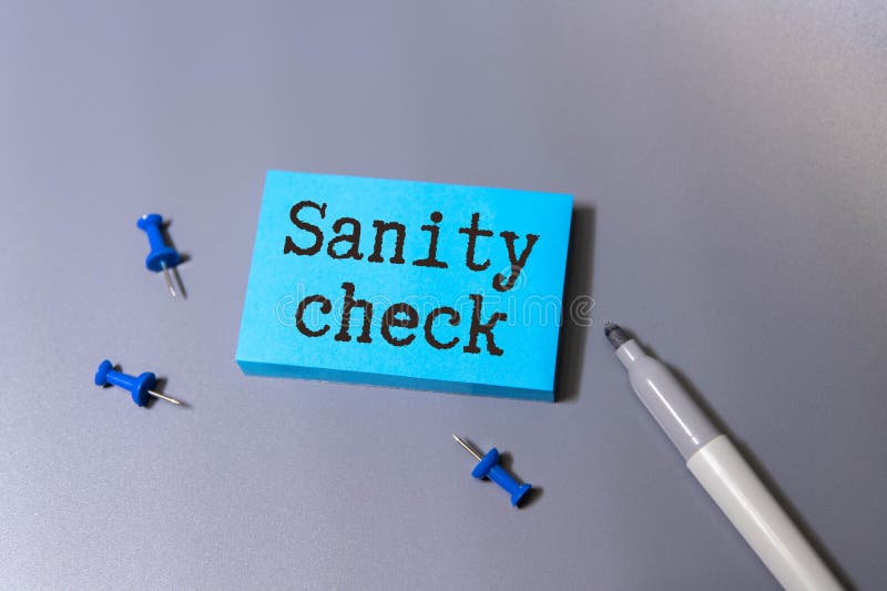 Text Sanity Check on White Business Card Stock Photo - Image of concept ...