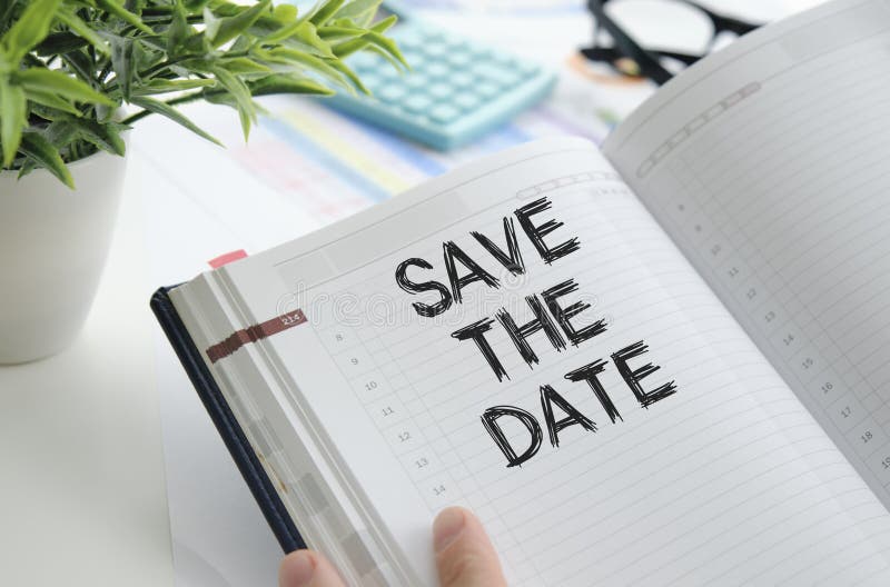 Text Save the Date on White Paper on the Laptop Computer, Business ...