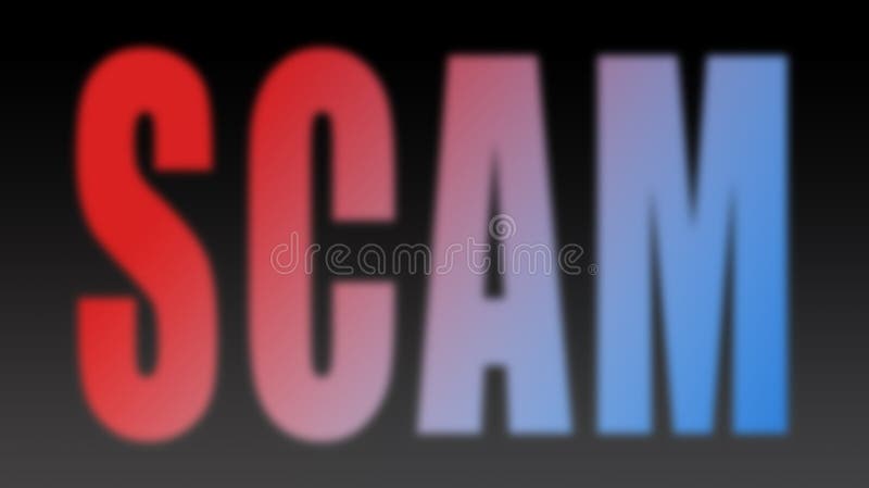 The Text is a Scam on a Dark Background with a Red and Blue Set Stock ...