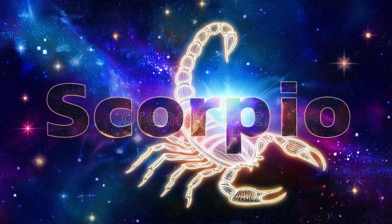 Text "Scorpio" with Galaxy Background, Astrology Concept. Stock ...