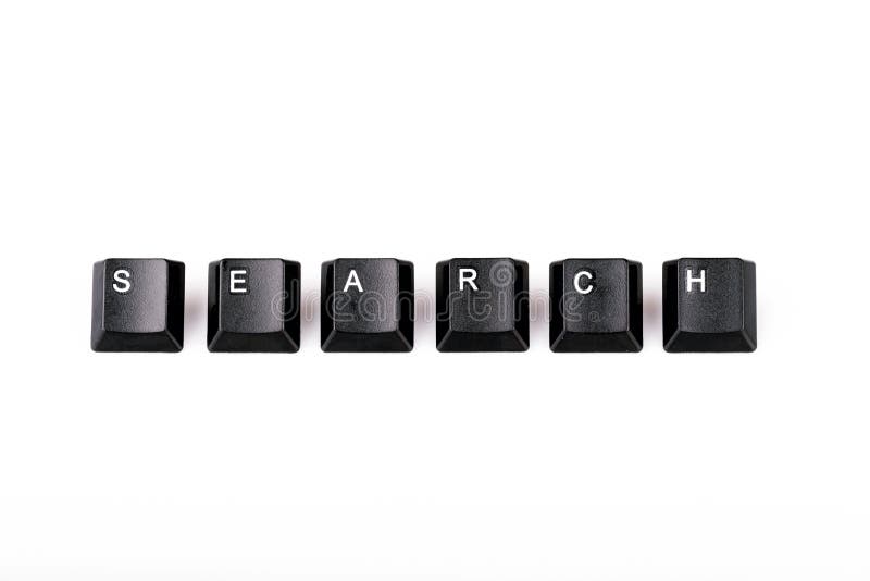 Text Search Formed with Computer Keyboard Keys on White Background ...