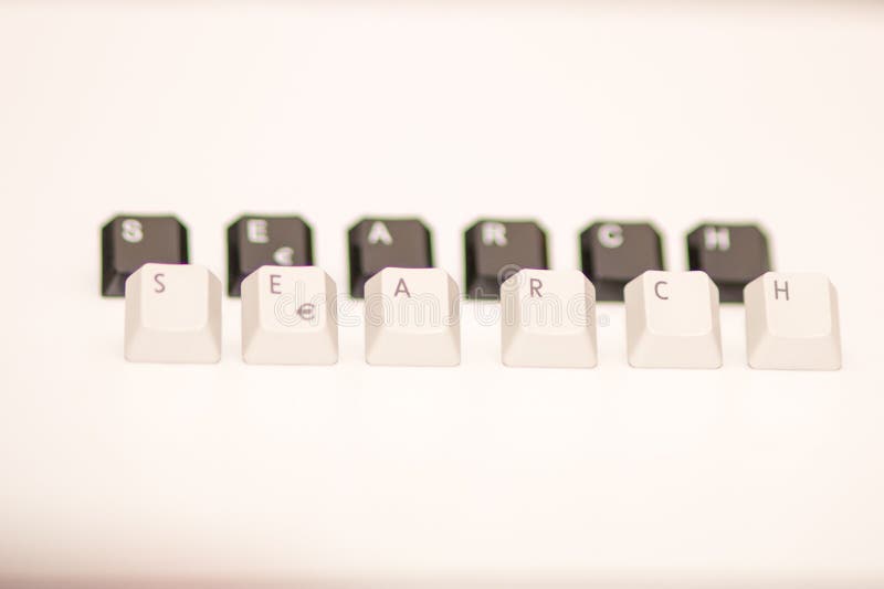 Text Search Formed with Computer Keyboard Keys on White Background ...