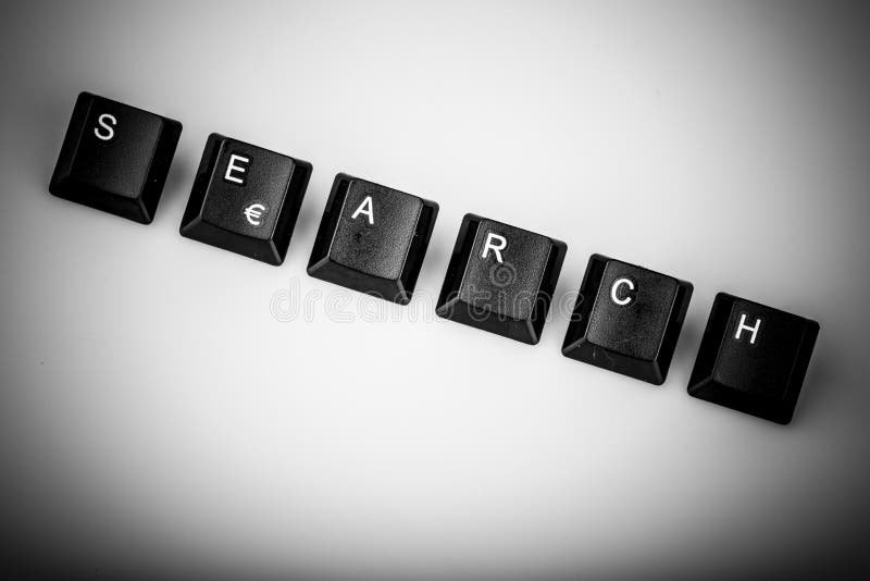 Text Search Formed with Computer Keyboard Keys on White Background ...