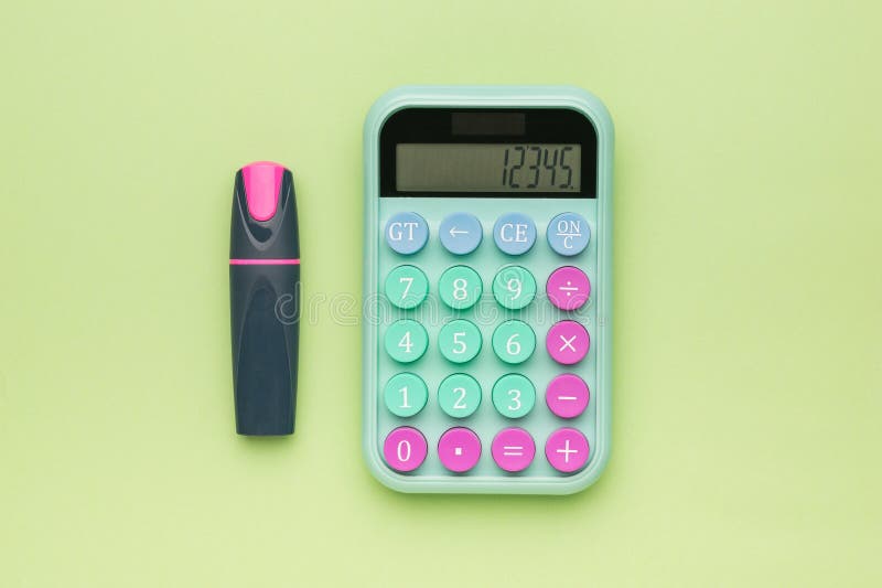 Text Separator and Calculator on a Light Green Background Stock Photo ...