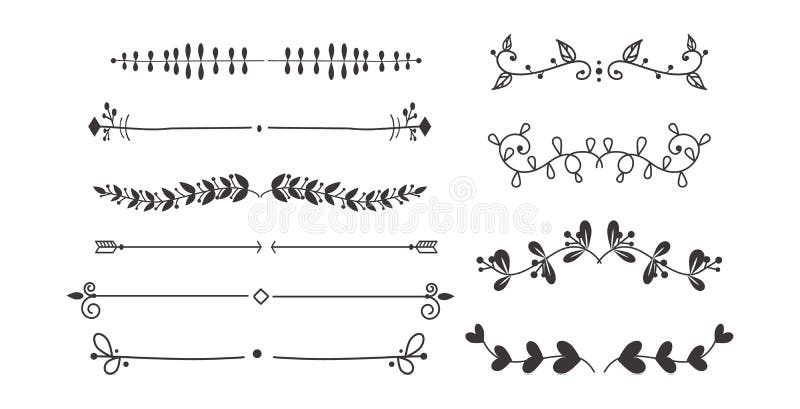 Text Separators Deccoration Vector Set. Stock Vector - Illustration of ...