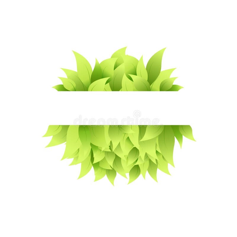 Text Shape with Green Leaves. Text Box. Floral Frame on White ...