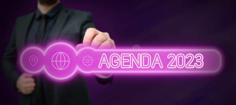 Text Showing Inspiration Agenda 2023. Business Idea List of Activities ... Text Showing Inspiration Agenda 2023. Business Idea List of Activities ...