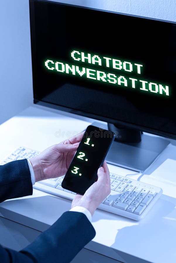 Text Caption Presenting Chatbot Conversation. Business Showcase ...