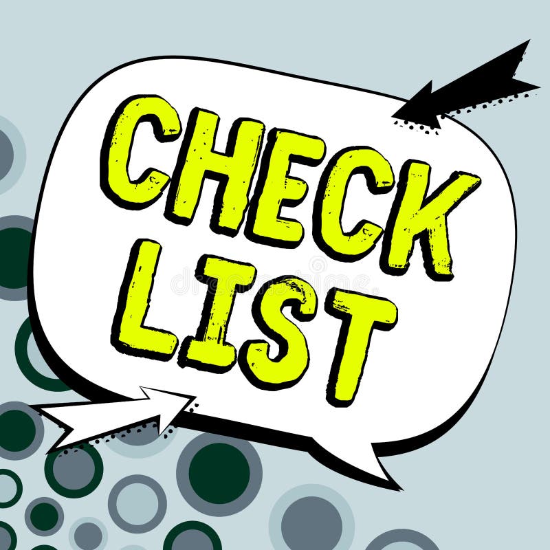 Text Showing Inspiration Check List. Concept Meaning Items Required ...