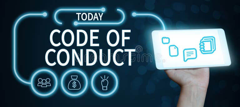 Text Showing Inspiration Code of Conduct. Business Idea Ethics Rules ...