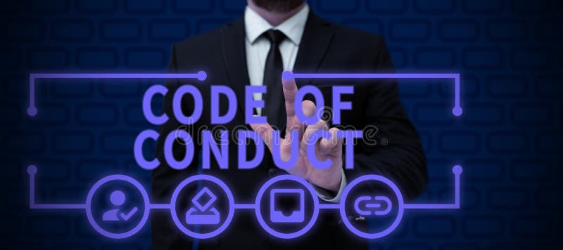 Text Showing Inspiration Code of Conduct. Business Concept Ethics Rules ... Text Showing Inspiration Code of Conduct. Business Concept Ethics Rules ...