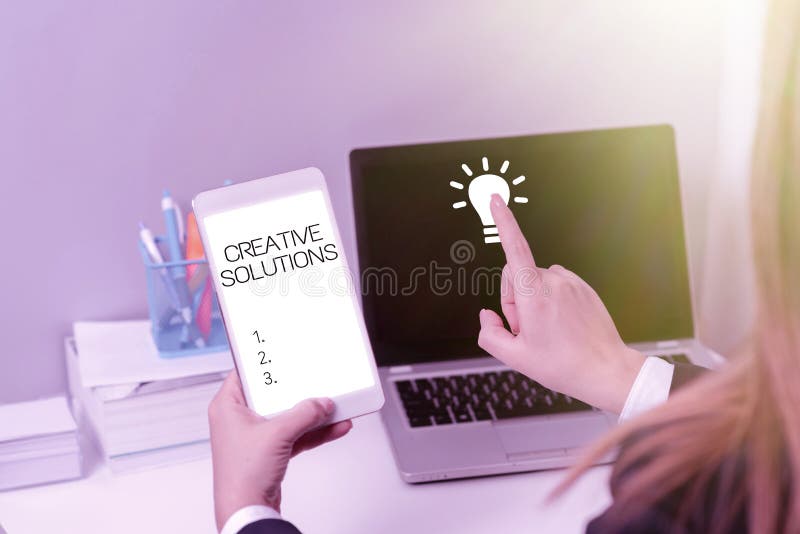 Text Showing Inspiration Creative SolutionsOriginal and Unique Approach ...