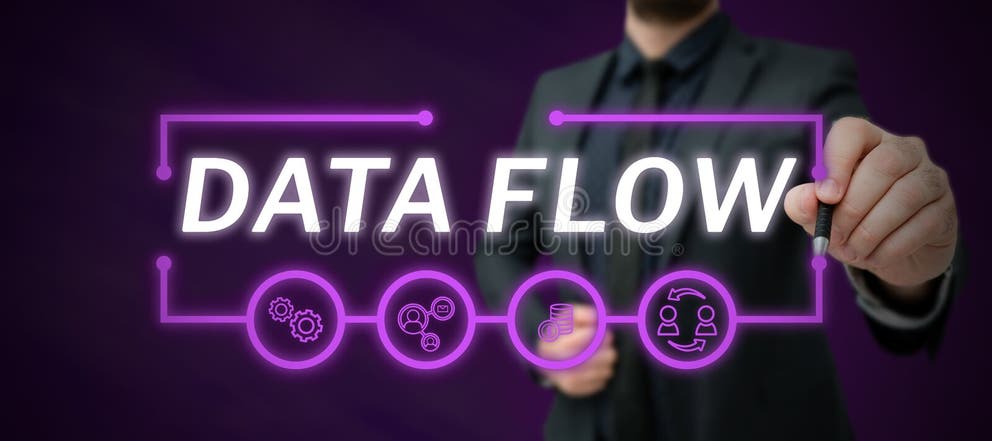 Text Showing Inspiration Data Flow. Concept Meaning the Movement of Data through a System ...