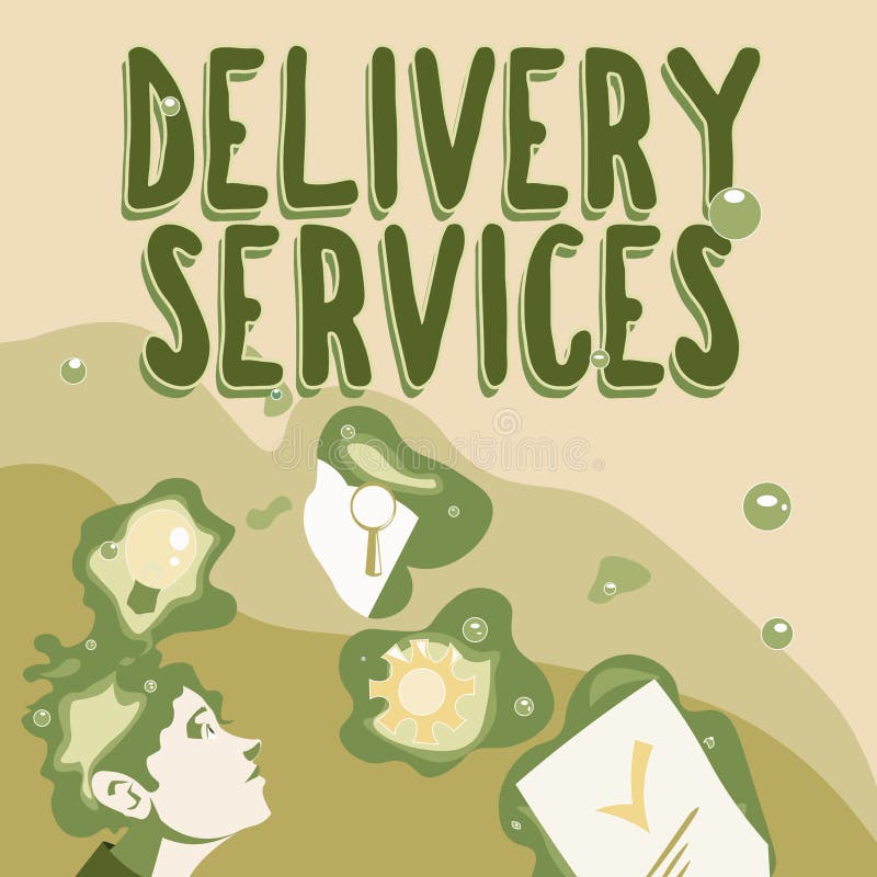 Conceptual Caption Delivery Services. Business Approach Process of ...