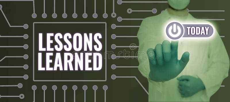 Text Showing Inspiration Lessons Learned. Business Approach the ...