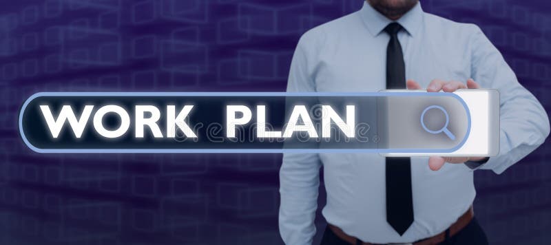 Sign Displaying Work Plan. Word Written on Project To Be Accomplished ...