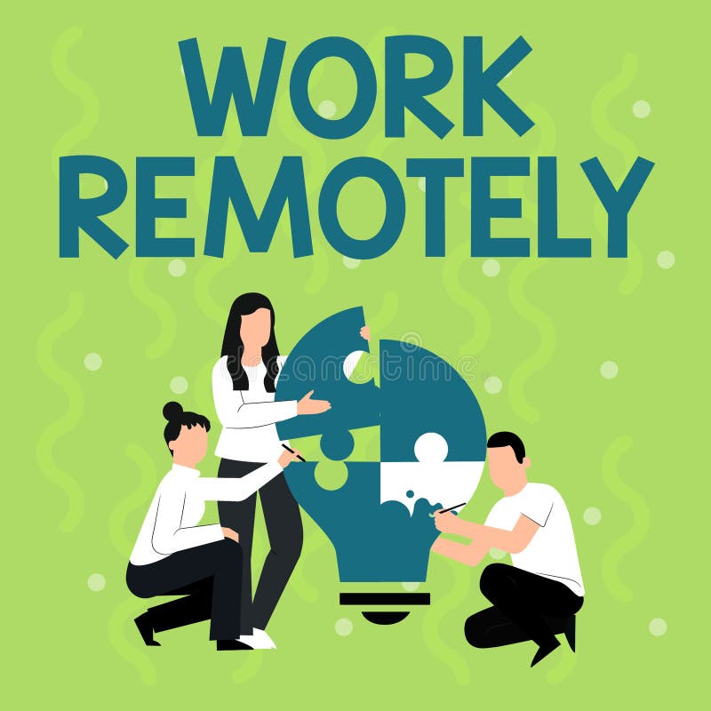 Hand Writing Sign Work Remotely. Business Concept Fresh Working Style ... Hand Writing Sign Work Remotely. Business Concept Fresh Working Style ...
