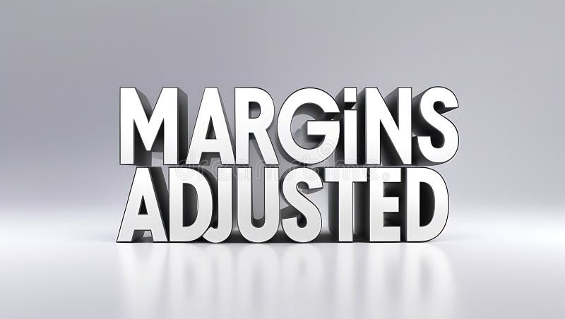 Text Showing Margins Adjusted in Bold Letters on a Smooth Surface Stock ...