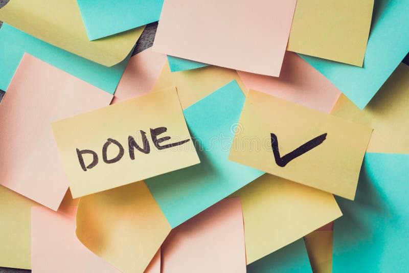 Text Sign Done and Check Mark on a Sticky Note Stock Photo - Image of ...