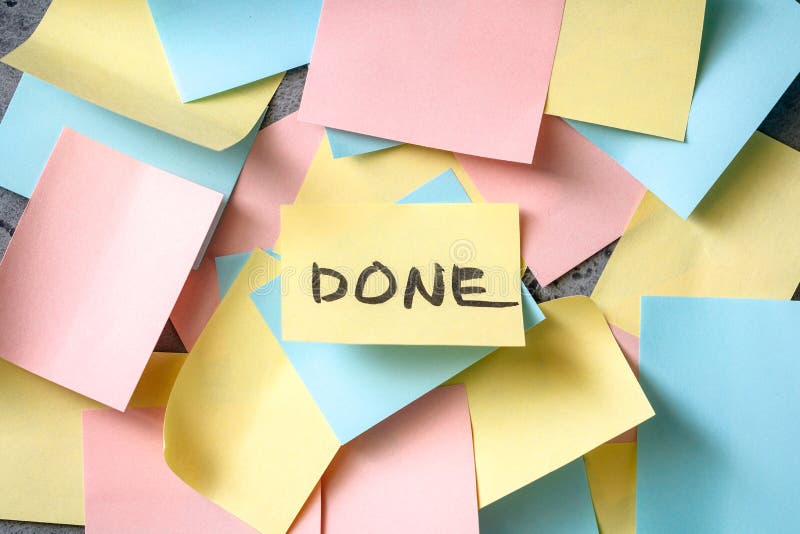 Text Sign Done on a Sticky Note Stock Photo - Image of checklist, list ...