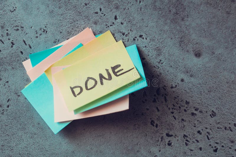 Text Sign Done on a Sticky Note Stock Photo - Image of productivity ...