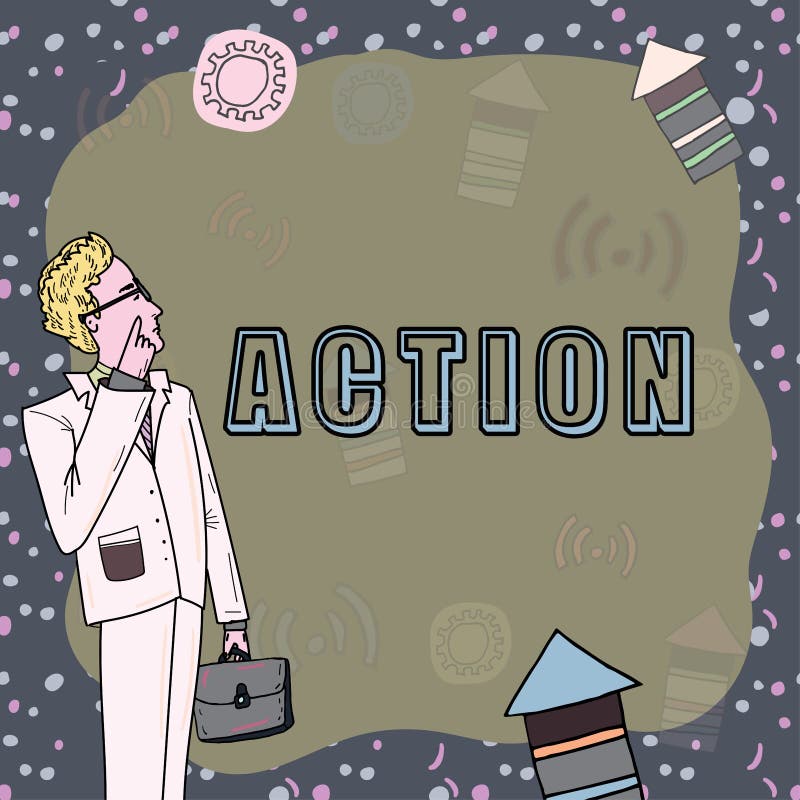 Text Sign Showing Action. Internet Concept Fact or Process Doing ...