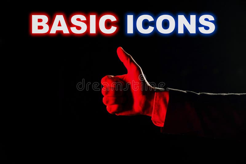 Text Sign Showing Basic Icons. Business Showcase Pictogram or Ideogram ...