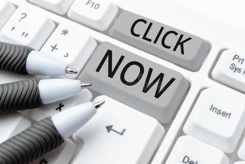 Text Caption Presenting Click Now. Business Showcase Pressing the ...