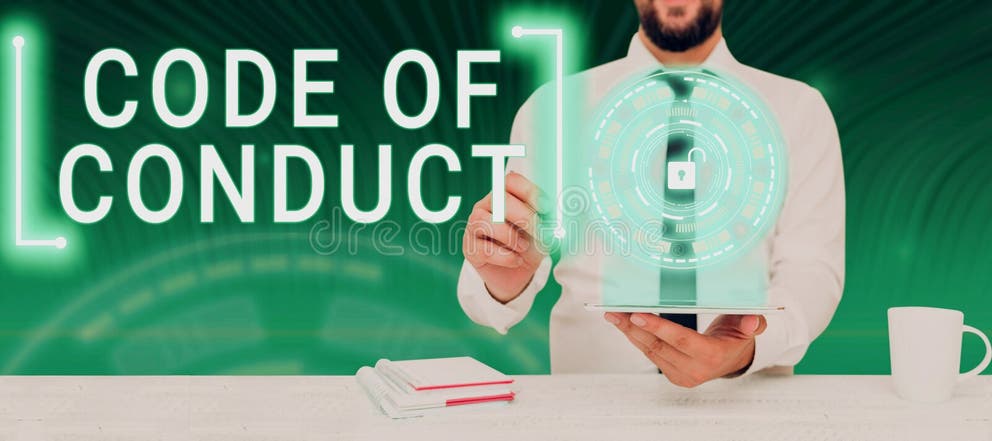 Text Sign Showing Code of Conduct. Word for Ethics Rules Moral Codes ...