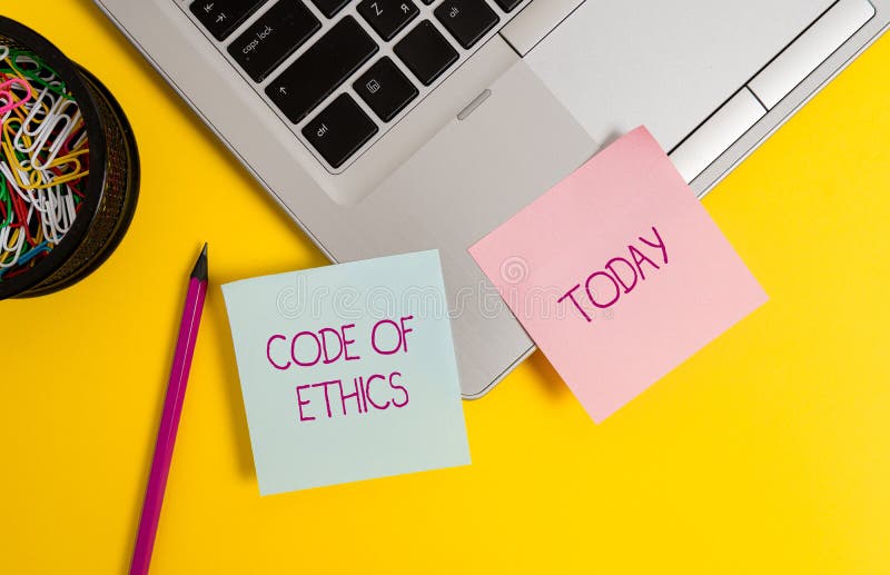 Text Sign Showing Code of Ethics. Conceptual Photo Basic Guide for ...