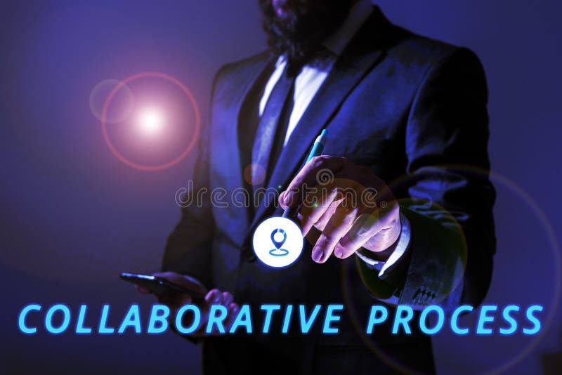Text Sign Showing Collaborative Process. Business Concept People and ... Text Sign Showing Collaborative Process. Business Concept People and ...