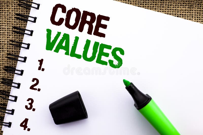 Text Sign Showing Core Values. Conceptual Photo Principles Ethics ...