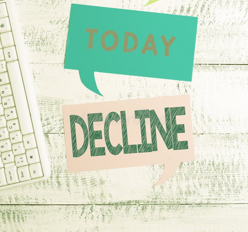 Text Sign Showing Decline. Business Approach Become Smaller Fewer less ...