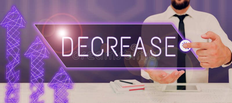 Writing Displaying Text Decrease. Business Idea Make or Become Smaller ...