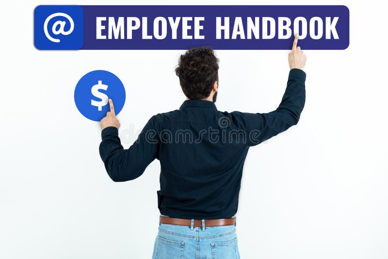 Text Sign Showing Employee Handbook. Word Written on Document that ... Text Sign Showing Employee Handbook. Word Written on Document that ...