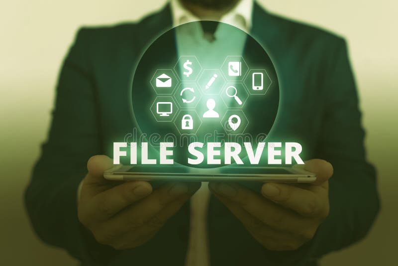 Text Sign Showing File Server. Conceptual Photo Device Which Controls Access To Separately ...