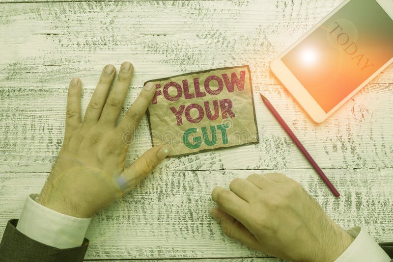 Text Sign Showing Follow Your Gut. Conceptual Photo Listen To Intuition ... Text Sign Showing Follow Your Gut. Conceptual Photo Listen To Intuition ...